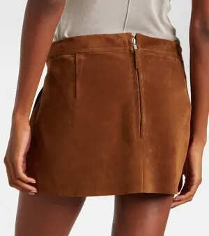 Rick Owens Fog Suede Miniskirt - Brown