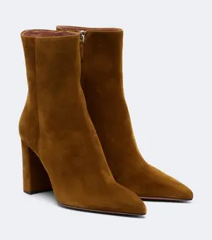 Paris Texas Anja Suede Pointed Toe Ankle Boots - Brown