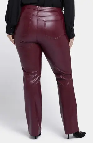 NYDJ Sculpt Her Marilyn Faux Leather Straight Leg Pants - Tavern
