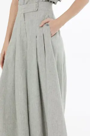 GIZIA Belted Wide-leg Linen Trousers