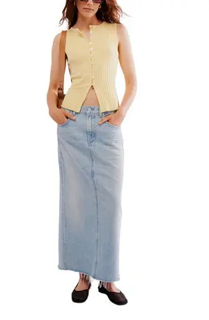 Free People Tilly Rib Button-up Top - Mellow Yellow