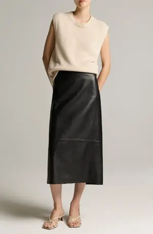 Vince Asymmetric Crewneck Sweater Vest - Bone