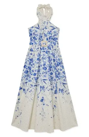 REISS Amaya Belted Halter Maxi Dress
