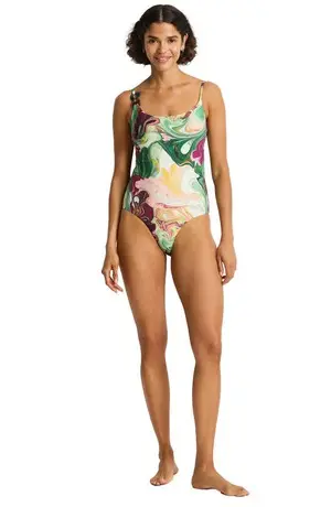 SEA LEVEL Scoop Neck One-piece Swimsuit With Buckle Detail