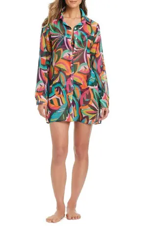 BLEU BY ROD BEATTIE Chiffon Cover-up Shirt - Multi