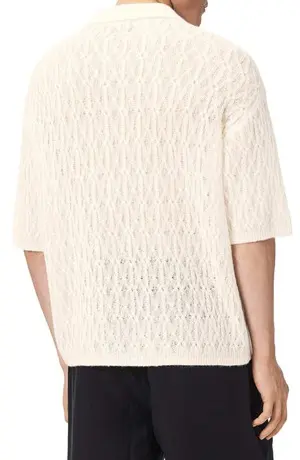 ALLSAINTS Cyclone Textured Short Sleeve Polo - Ecru White