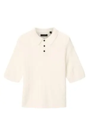 ALLSAINTS Cyclone Textured Short Sleeve Polo - Ecru White