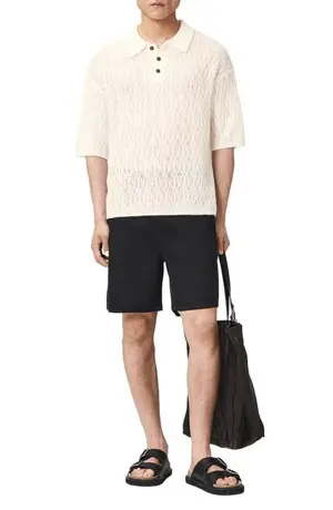 ALLSAINTS Cyclone Textured Short Sleeve Polo - Ecru White