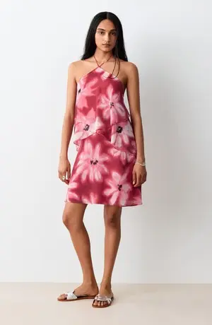 Mango Floral Printed Halterneck Dress