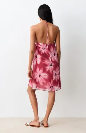 Mango Floral Printed Halterneck Dress