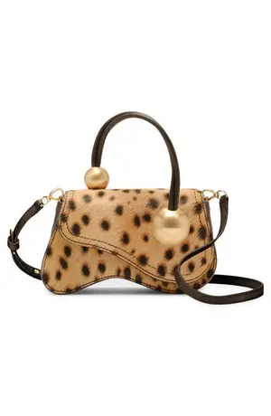 Cult Gaia Kazia Nano Print Genuine Calf Hair Crossbody Bag - Cheetah