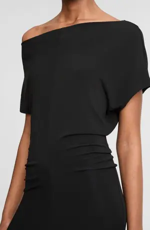Vince Ruched One-shoulder Midi Dress