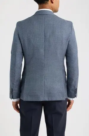 BOSS Hutson Slim Fit Microcheck Virgin Wool Sport Coat - Dark Blue