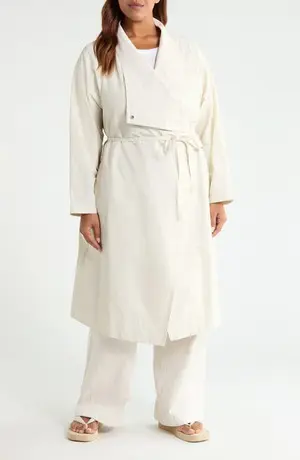 Eileen Fisher Drape Neck Coat With Removable Belt - Plstr