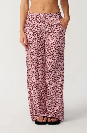 Rip Curl Party Wave Floral Wide Leg Beach Pants - Dark Plum