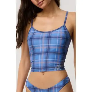 Rip Curl Archive Plaid Crop Tankini - Blue