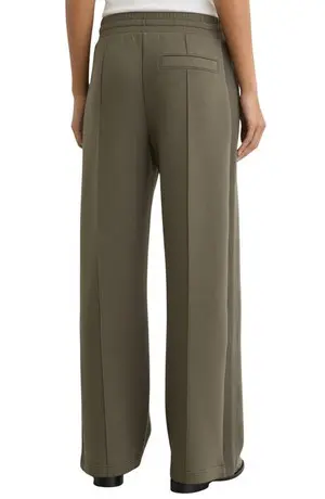 REISS Bella Wide Leg Rib Trim Pants