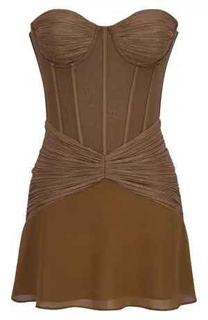House Of Cb Charlotte Ruched Foil Chiffon Minidress