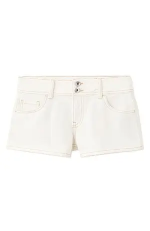 Mango Low Waist Denim Mini Shorts - Off White