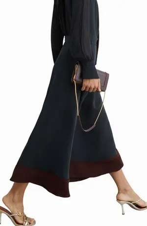 REISS Estella Tie Neck Long Sleeve Maxi Dress