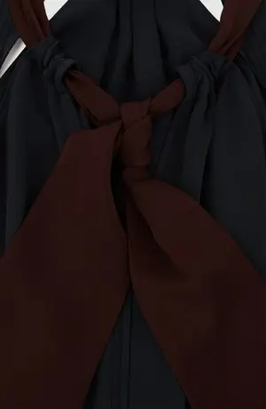 REISS Estella Tie Neck Long Sleeve Maxi Dress