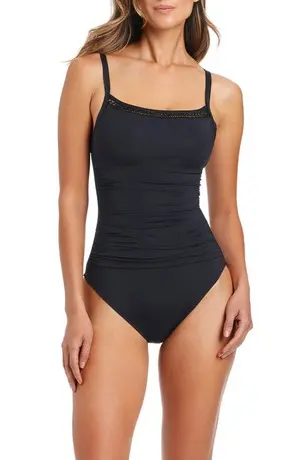BLEU BY ROD BEATTIE Square Neck One-piece Swimsuit - Black