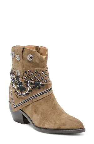 Dolce Vita Mekala Embroidered Bootie - Olive Suede