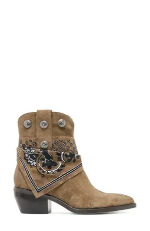 Dolce Vita Mekala Embroidered Bootie - Olive Suede