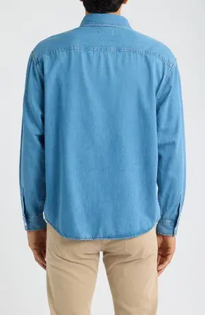 FRAME Solid Cotton Blend Denim Button-down Shirt