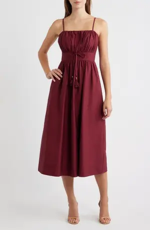 Eliza J Square Neck Sleeveless Poplin Midi Dress