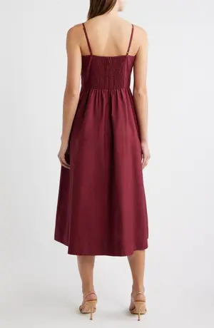 Eliza J Square Neck Sleeveless Poplin Midi Dress
