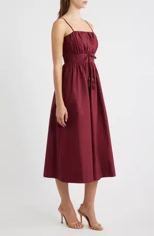Eliza J Square Neck Sleeveless Poplin Midi Dress