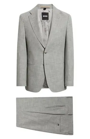 BOSS Huge Cotton & Virgin Wool Suit - Silver