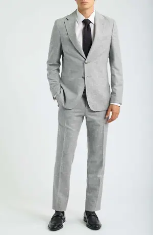 BOSS Huge Cotton & Virgin Wool Suit - Silver