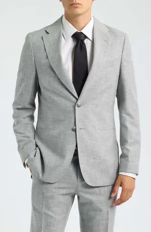 BOSS Huge Cotton & Virgin Wool Suit - Silver