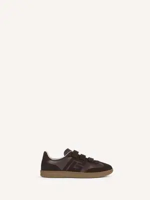 Balmain Swan Smooth Leather And Suede Velcro Trainers - Dark Brown