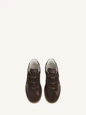 Balmain Swan Smooth Leather And Suede Velcro Trainers