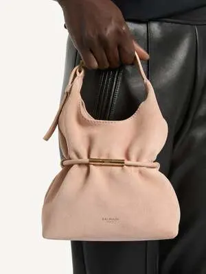 Balmain Sphynx Mini Bag In Suede Calfskin - Pink