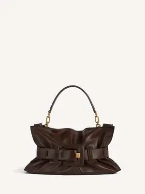 Balmain Anthem Medium Smooth Leather Bag With Belt Detail