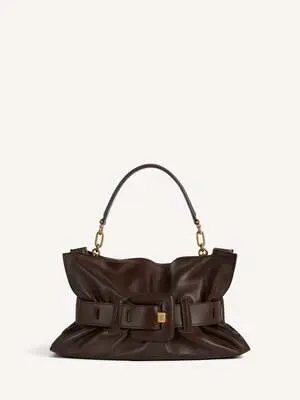 Balmain Anthem Medium Smooth Leather Bag With Belt Detail