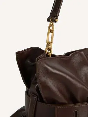 Balmain Anthem Medium Smooth Leather Bag With Belt Detail
