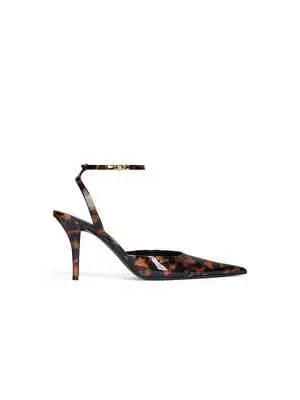 Balmain Printed Patent Leather Strappy Pumps - Brown