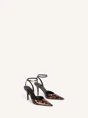 Balmain Printed Patent Leather Strappy Pumps