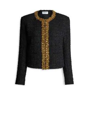 Balmain Embroidered Tweed Jacket - Black
