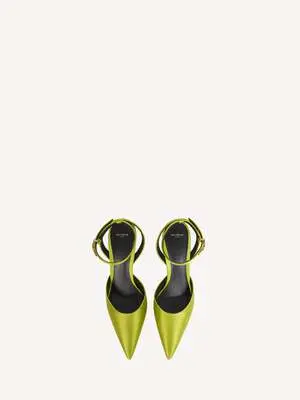 Balmain Satin Strappy Pumps With Gold-tone Chain Link Buckle