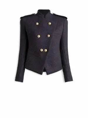 Balmain Tweed 6-button Jacket - Blue