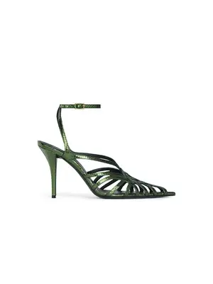 Balmain Python-effect Leather Cage Sandals - Green