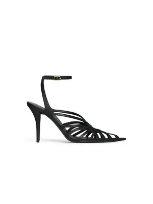 Balmain Smooth Leather Cage Sandals - Black