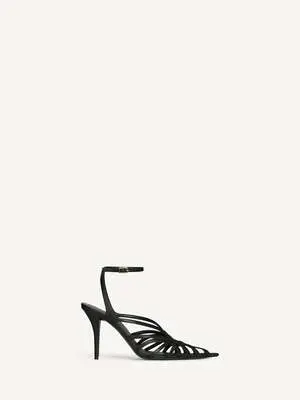 Balmain Smooth Leather Cage Stiletto Sandals