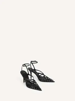 Balmain Smooth Leather Cage Stiletto Sandals